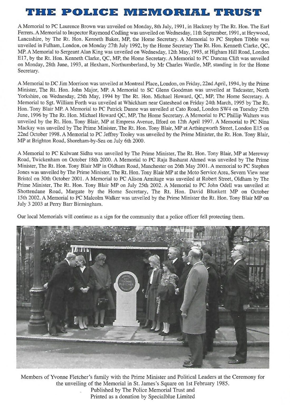 The National Police Memorial - The Police Memorial Trust