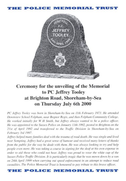 PC Jeffrey Tooley - The Police Memorial Trust